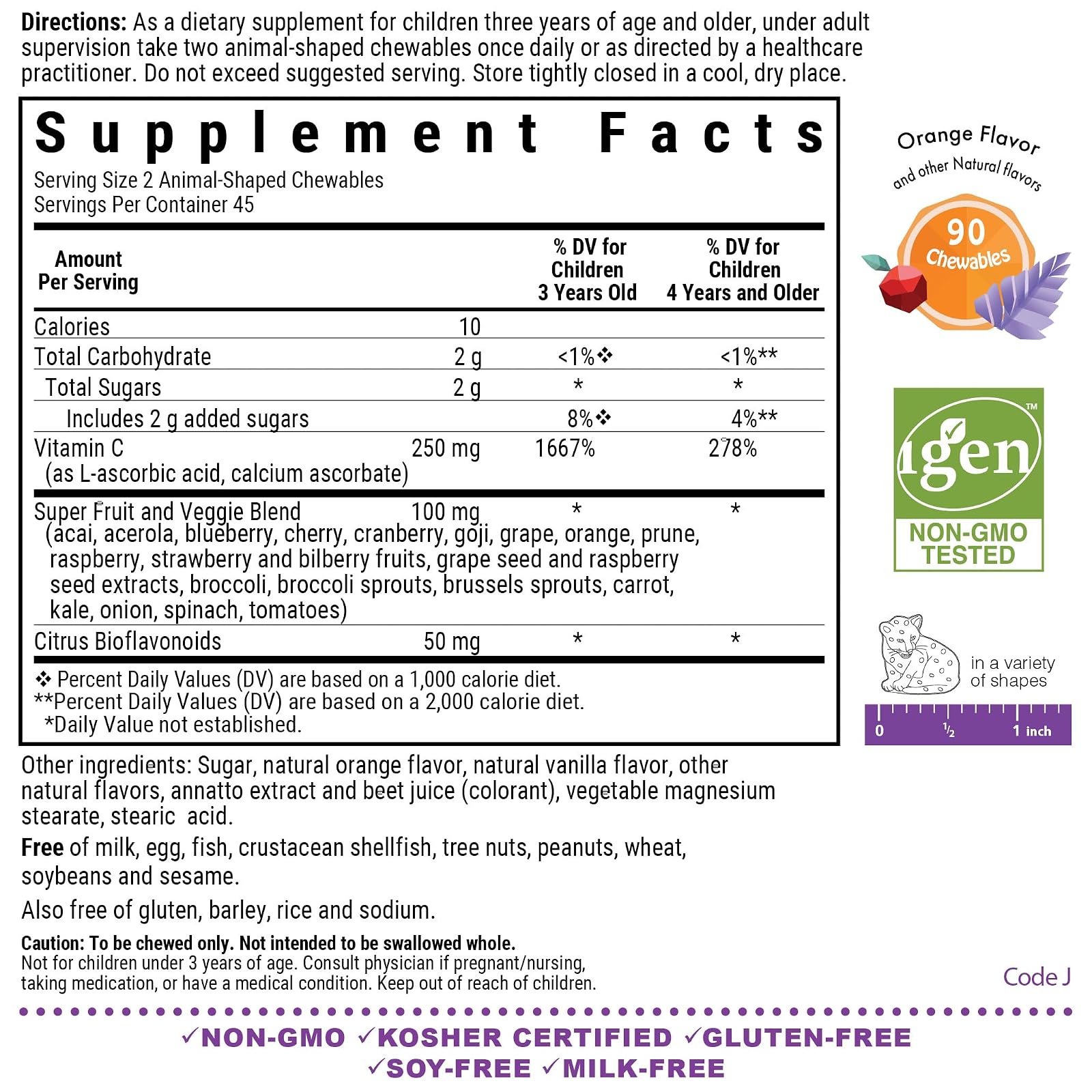 250 mg chewable vitamin C for kids
