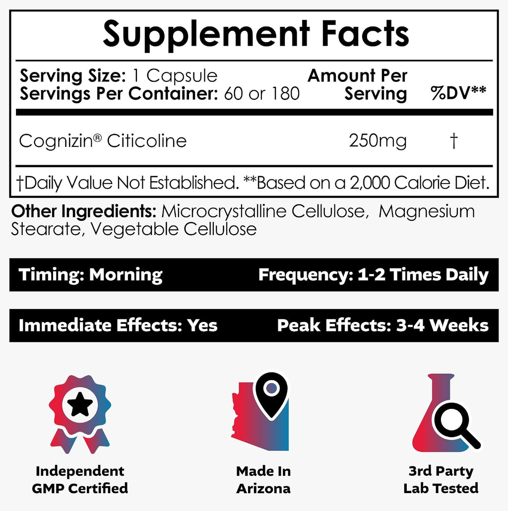 250 mg Citicoline capsules for focus