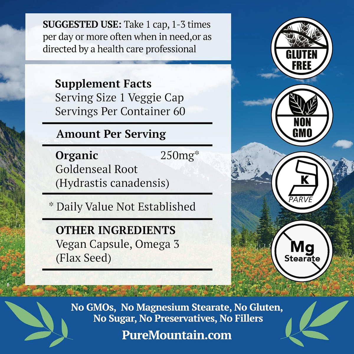 250 mg Goldenseal herbal supplement