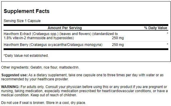 250 mg Hawthorn capsules for heart support