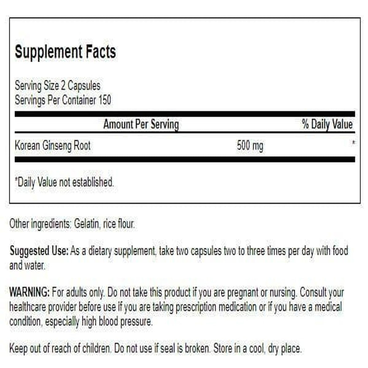 250 mg Korean Ginseng capsules