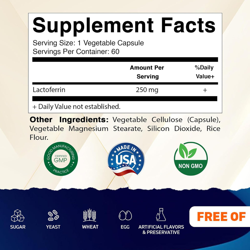 250 mg Lactoferrin for gut health
