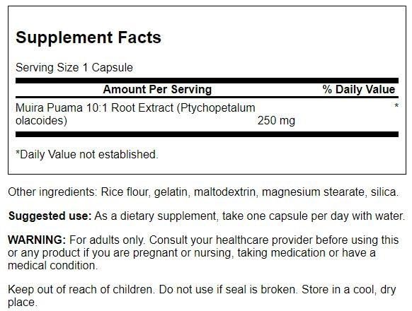 250 mg Muira Puama capsules for vitality