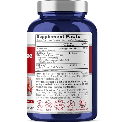 250 mg red marine algae capsules