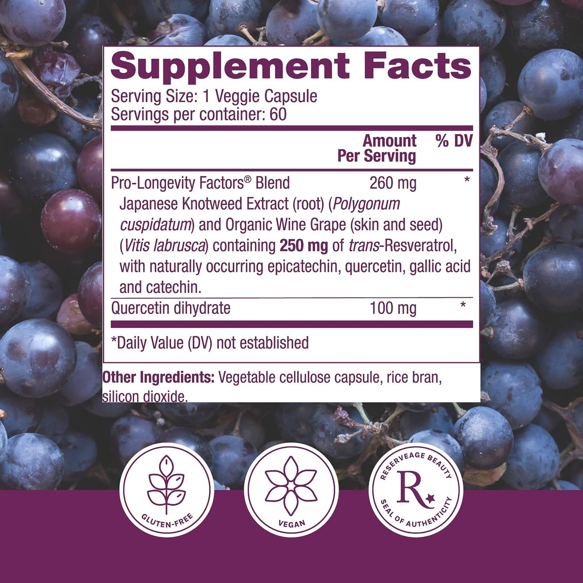250 mg Resveratrol antioxidant supplement benefits
