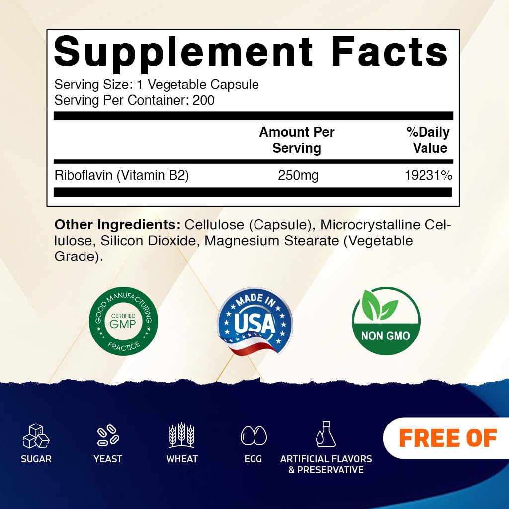 250 mg Riboflavin for energy