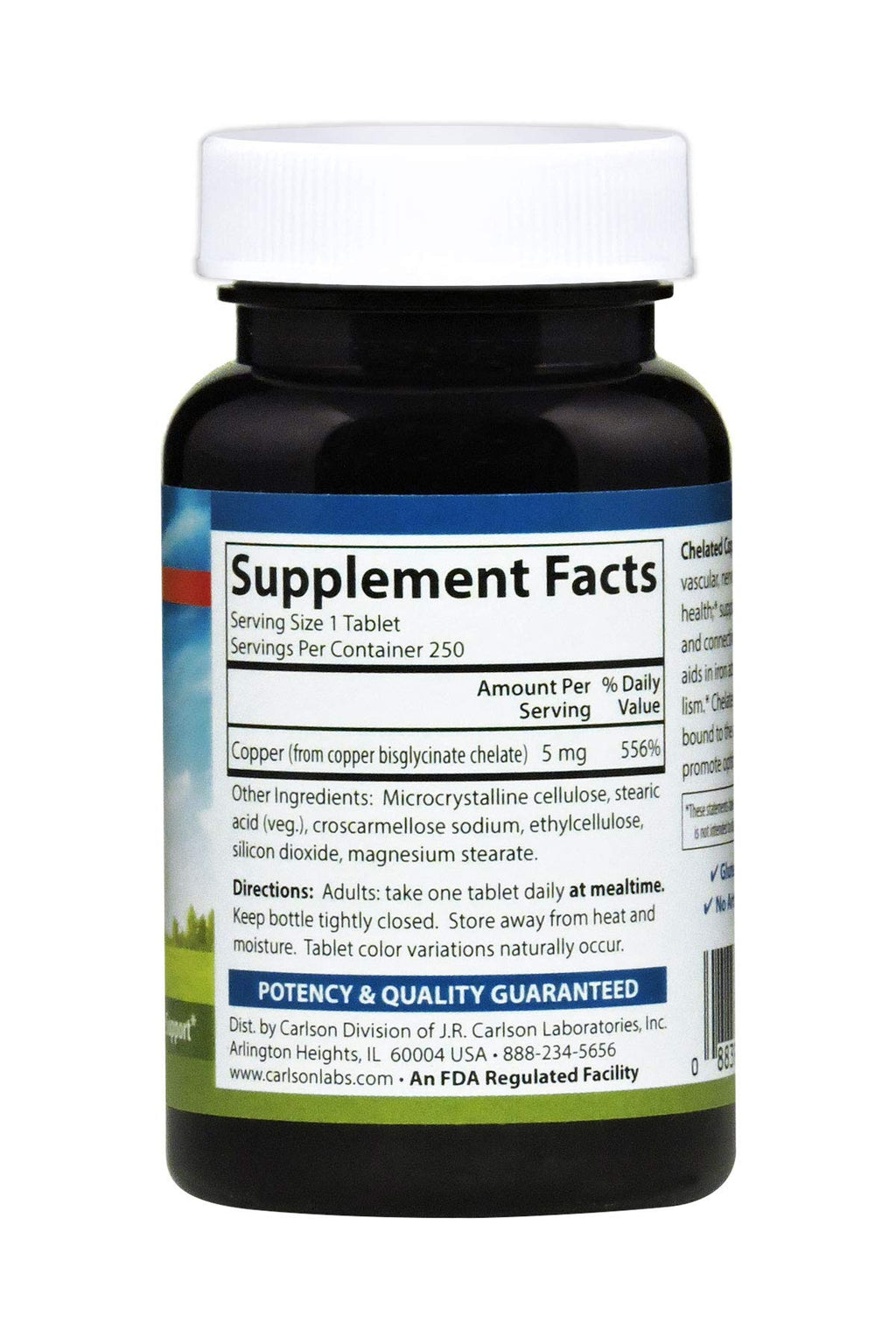 250 tablets of chelated copper