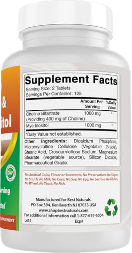 250 tablets of Choline Inositol