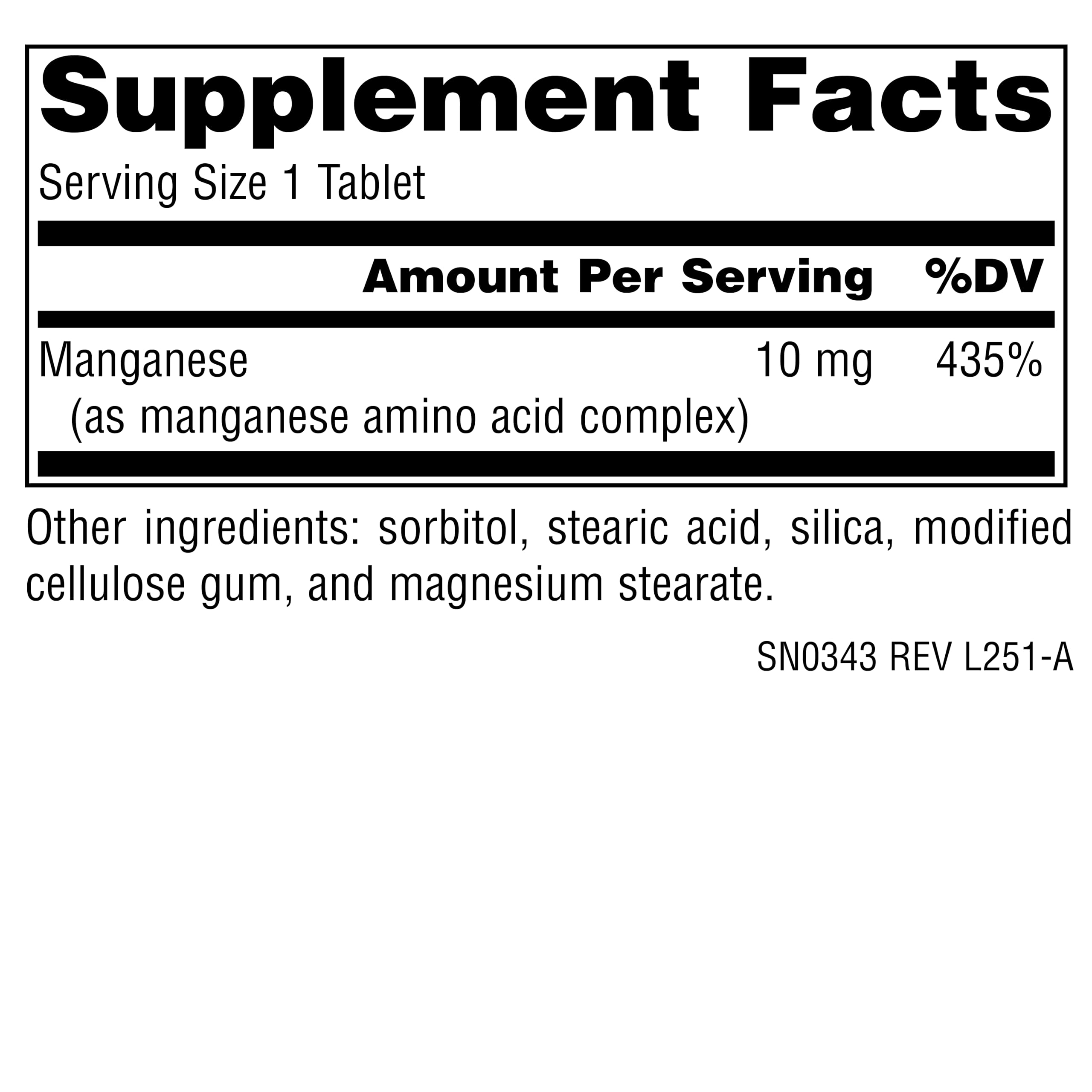 250 tablets of manganese for vitality