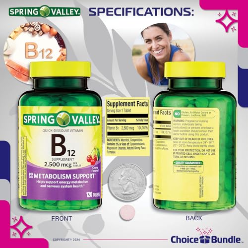 2500 mcg Vitamin B12 for energy