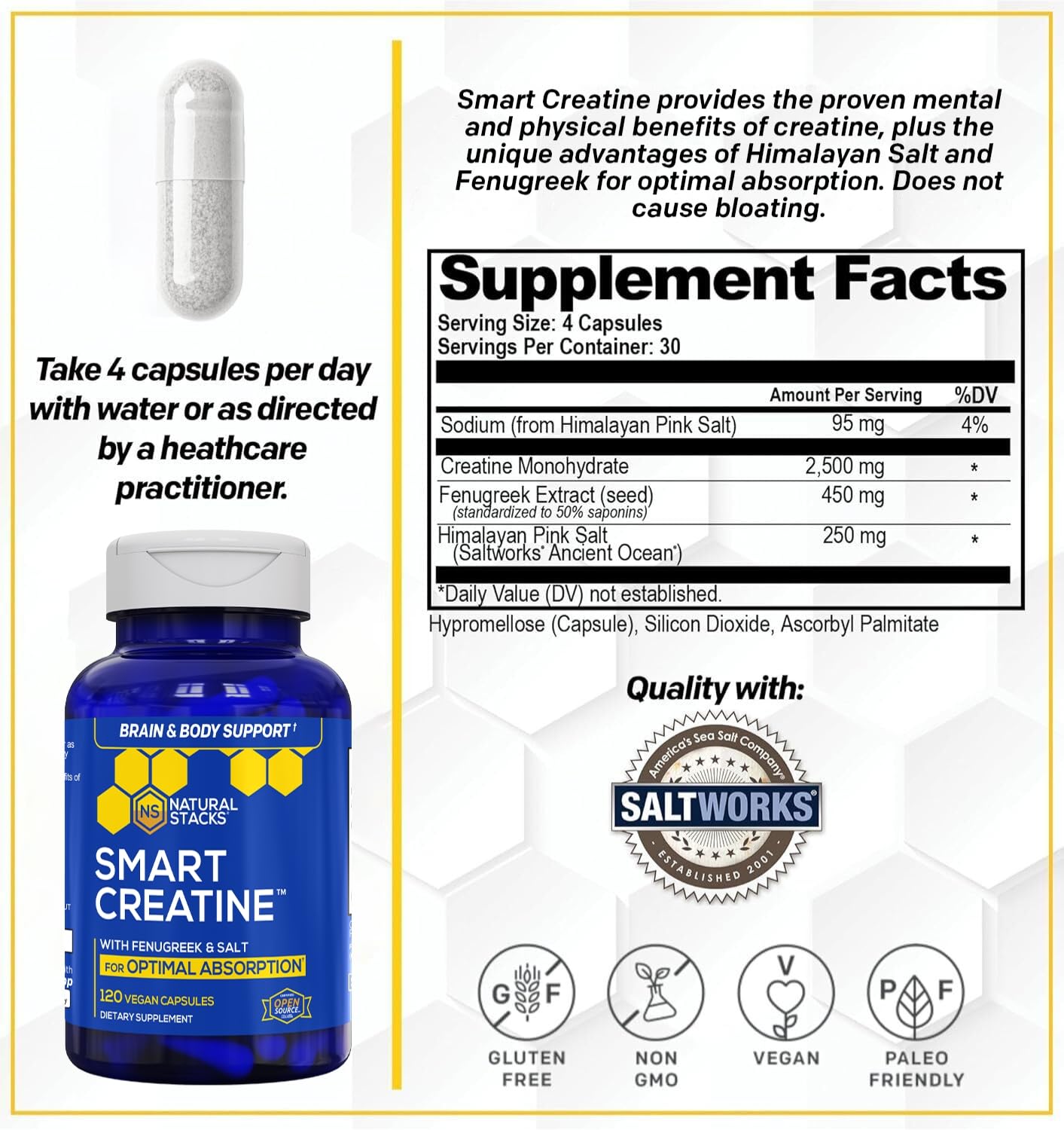 2500 mg creatine capsules for energy