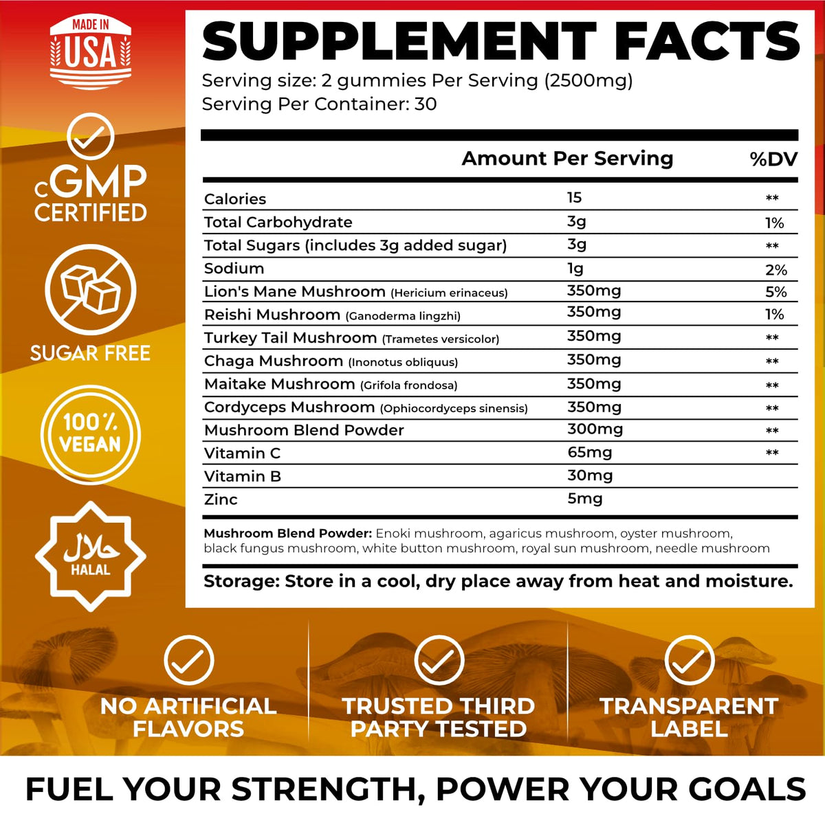 2500 mg mushroom gummies for wellness