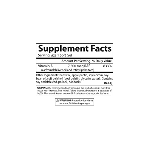 25000 IU Vitamin A per softgel