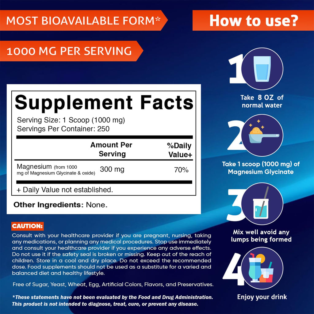 250g magnesium glycinate for daily wellness