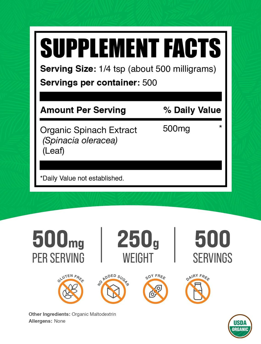 250g spinach extract for smoothies