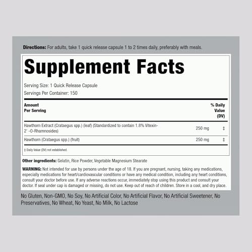 250mg hawthorn capsules for heart health