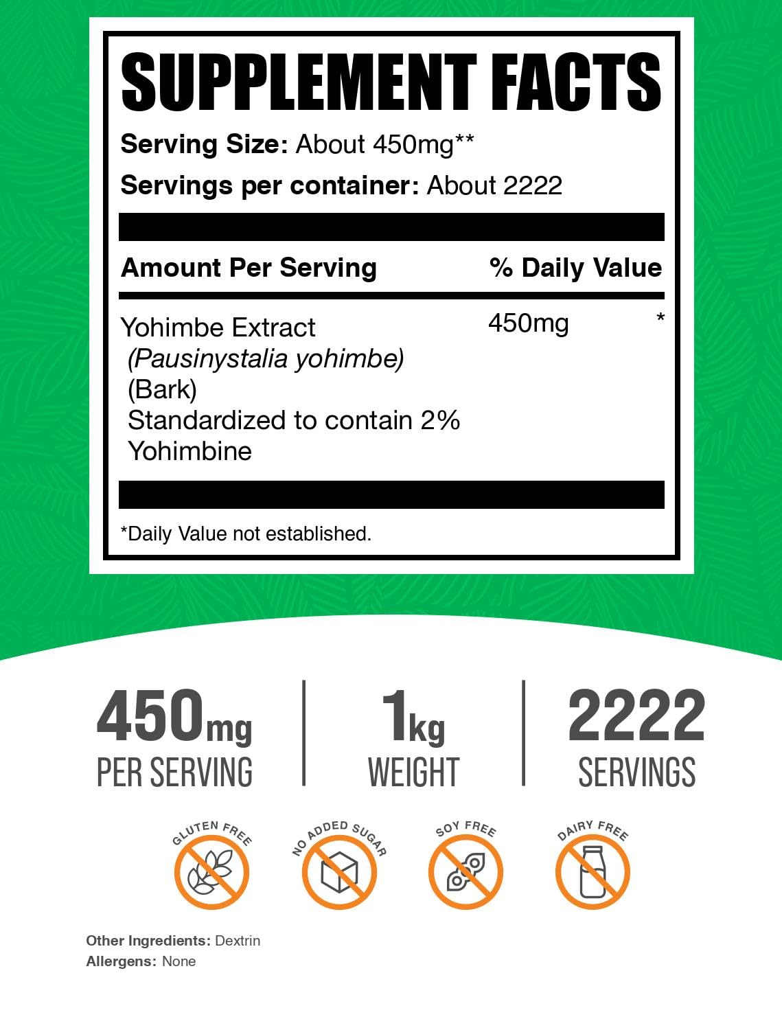 250mg yohimbe per serving