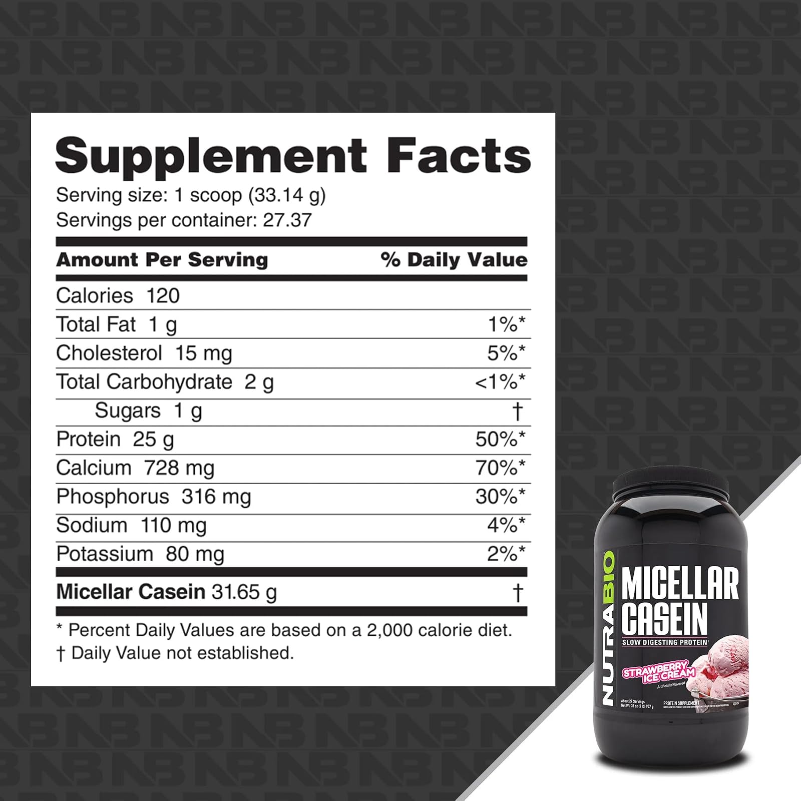 25g protein per serving NutraBio casein