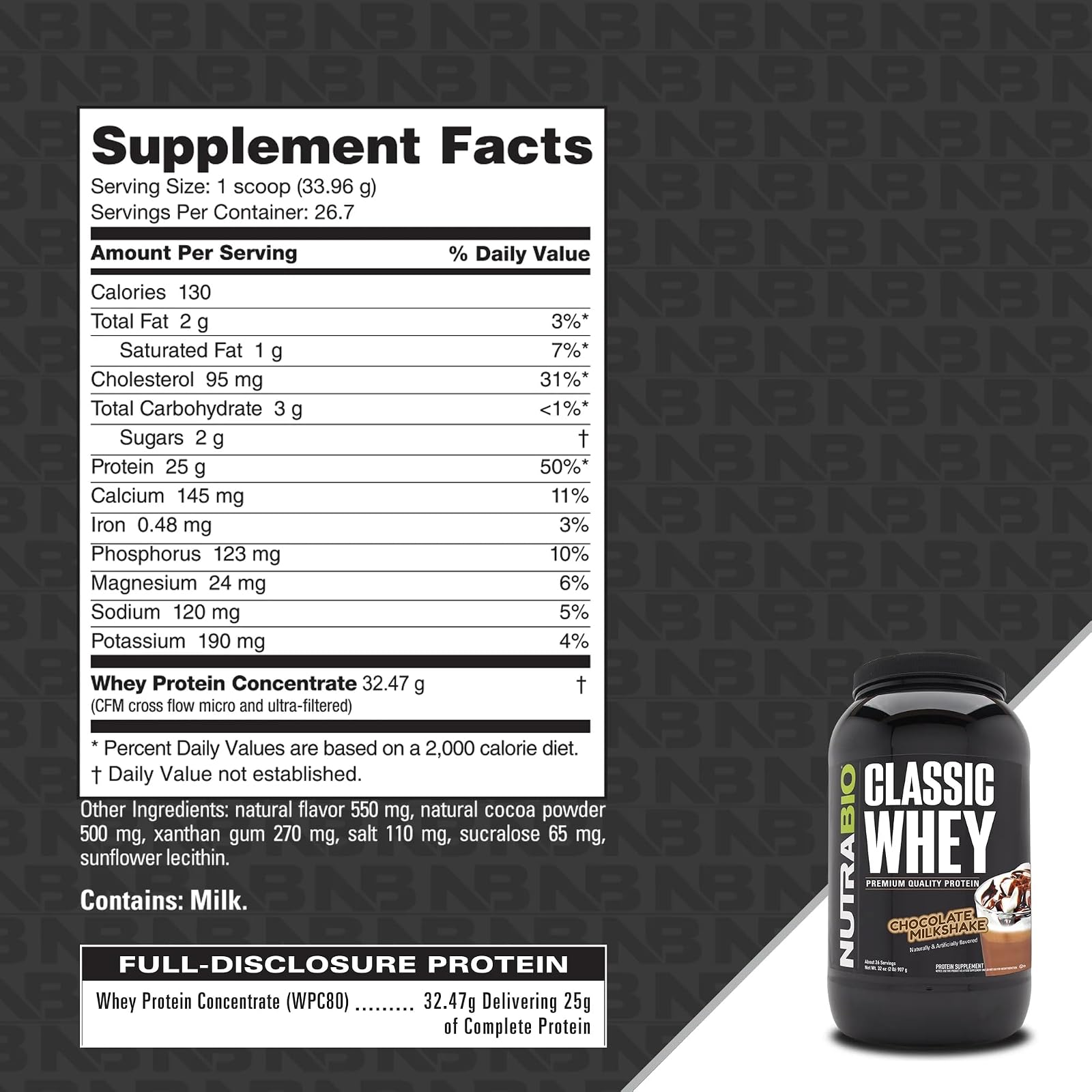 25g protein per serving whey powder