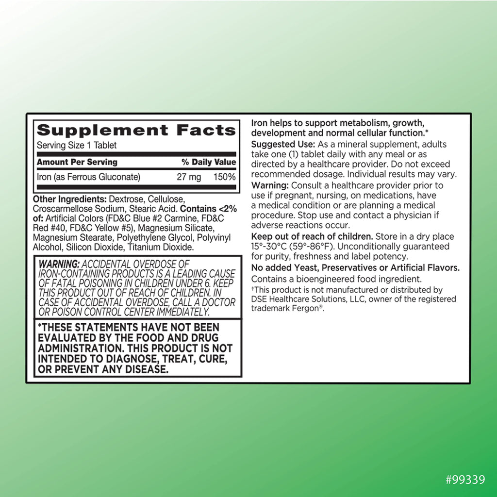 27 mg ferrous gluconate supplement