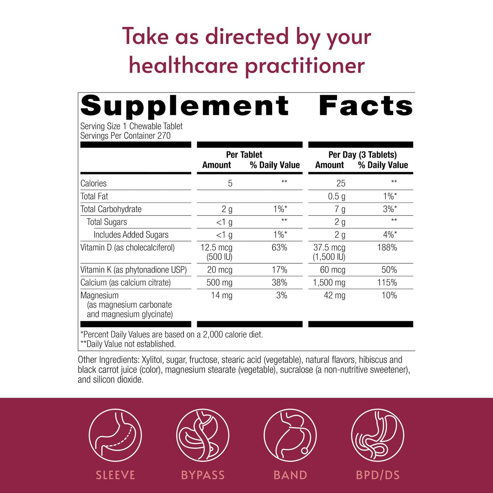 270 count calcium chewable tablets
