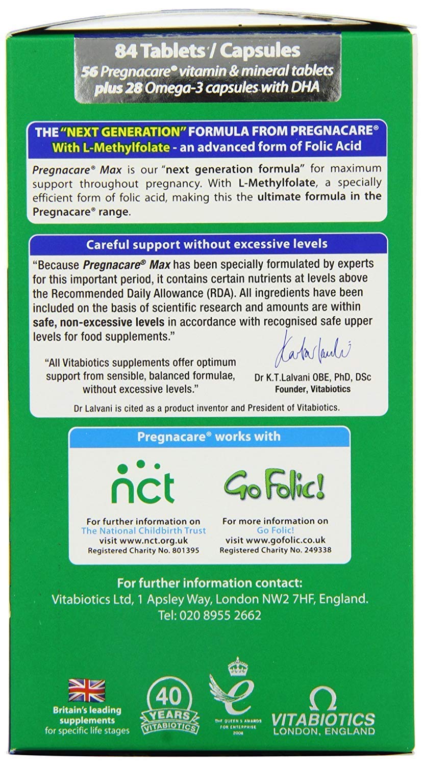 28 capsules and 56 tablets for pregnancy