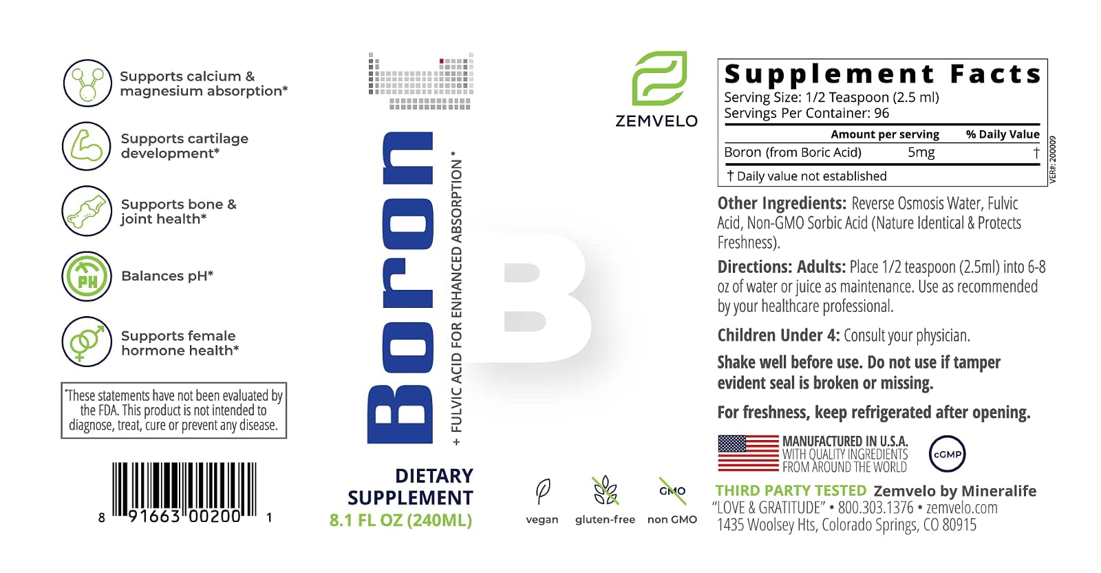 3 mg liquid boron for bone health
