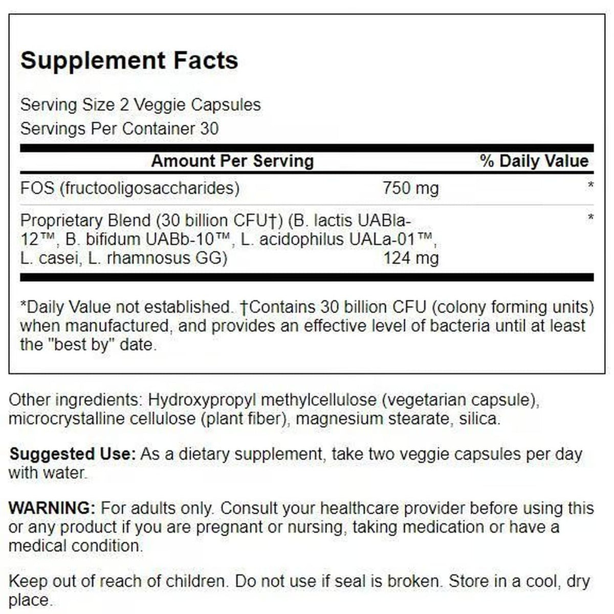 30 billion CFU probiotic capsules