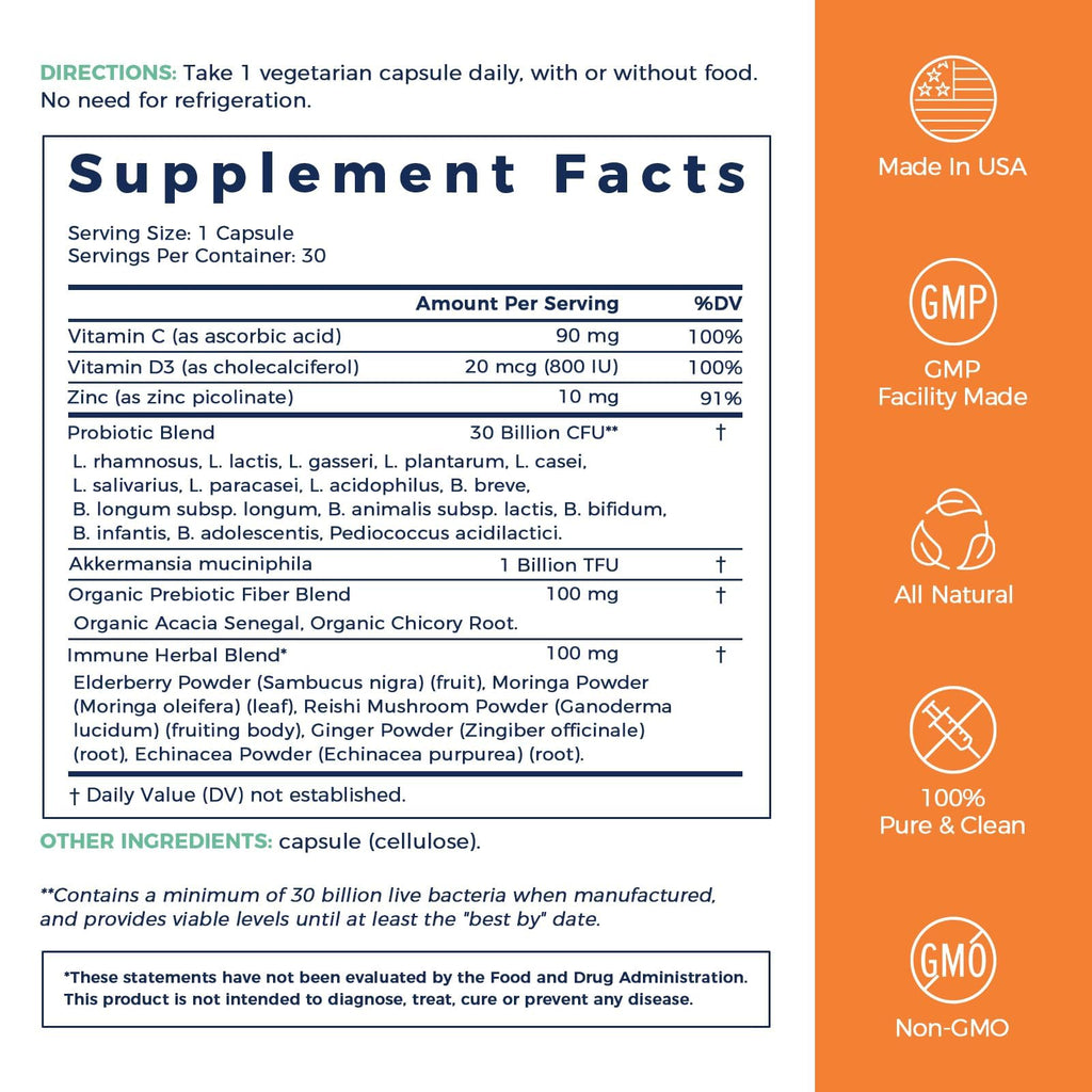 30 capsules for convenient probiotic intake