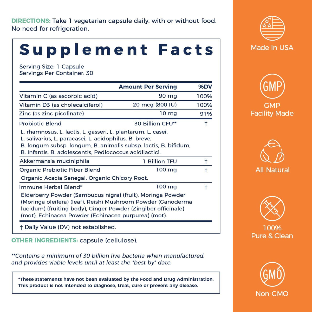 30 capsules for convenient probiotic intake