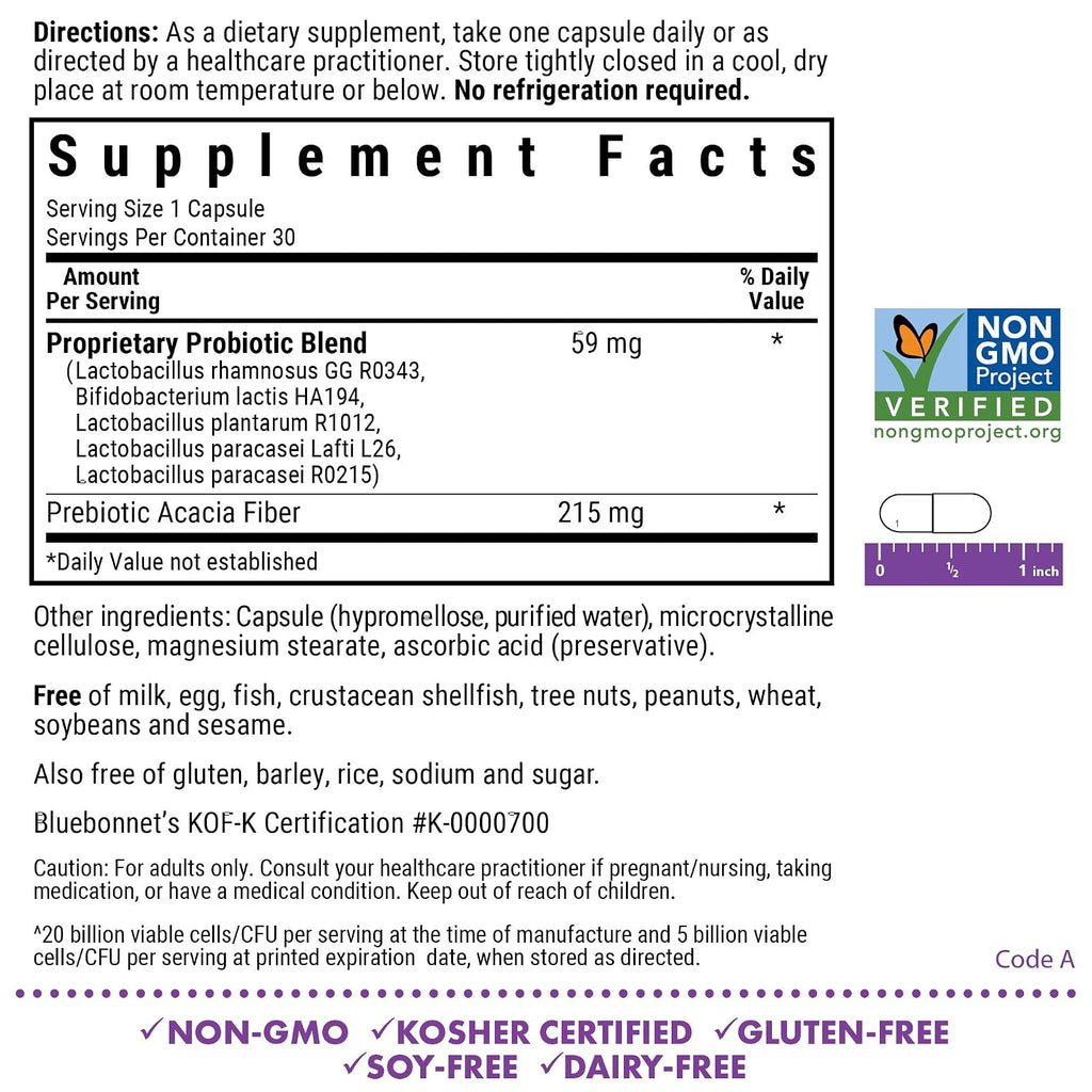 30 capsules of BlueBonnet prebiotic probiotic