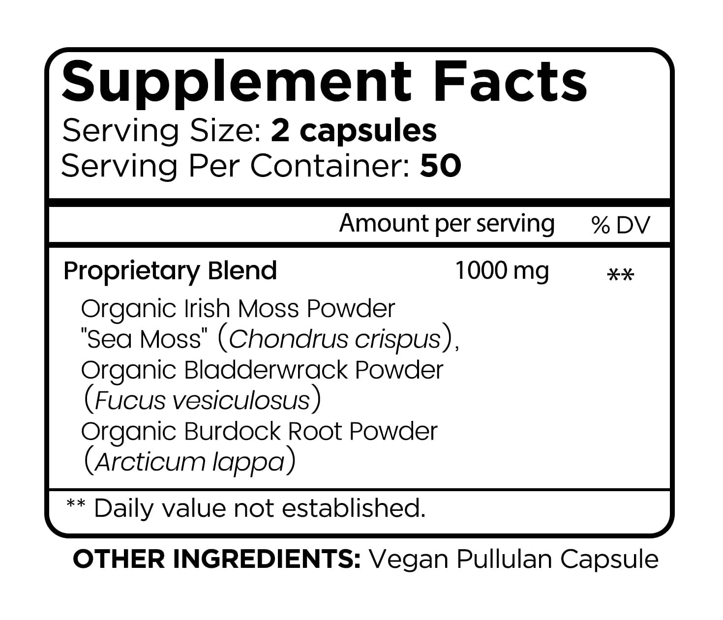 30 capsules of organic sea moss