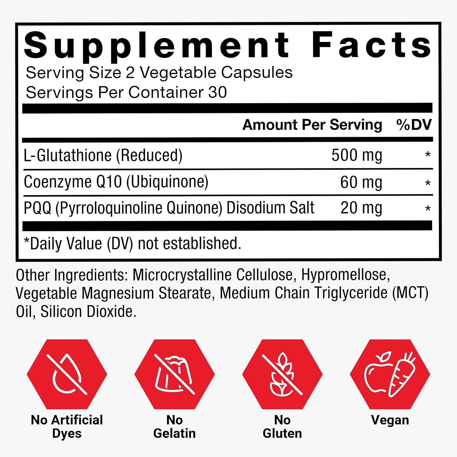 30 capsules of pure Glutathione