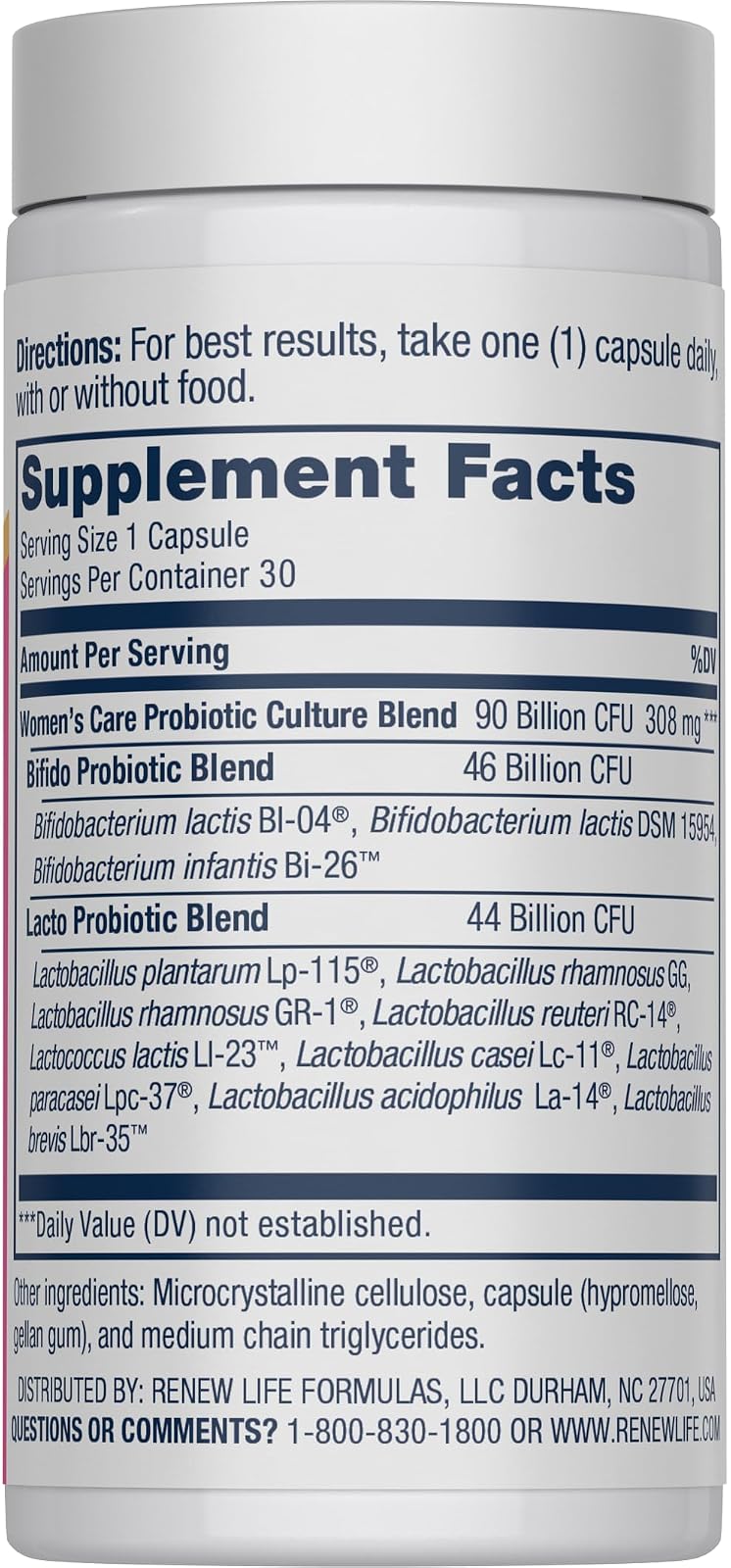 30 capsules of Renew Life probiotics for women
