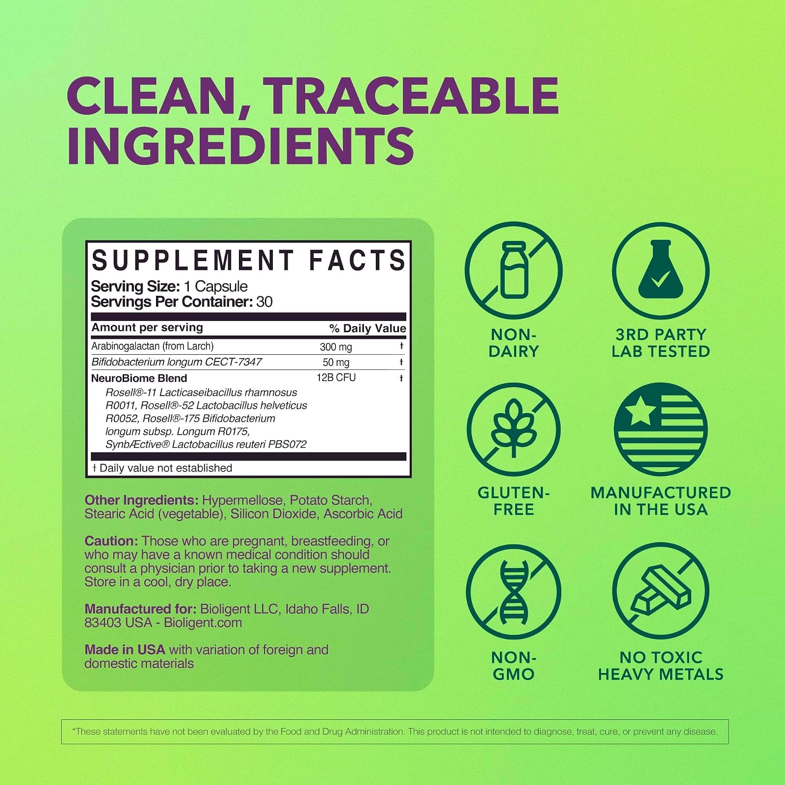 30 capsules of Tribiotic+ for balanced microbiome