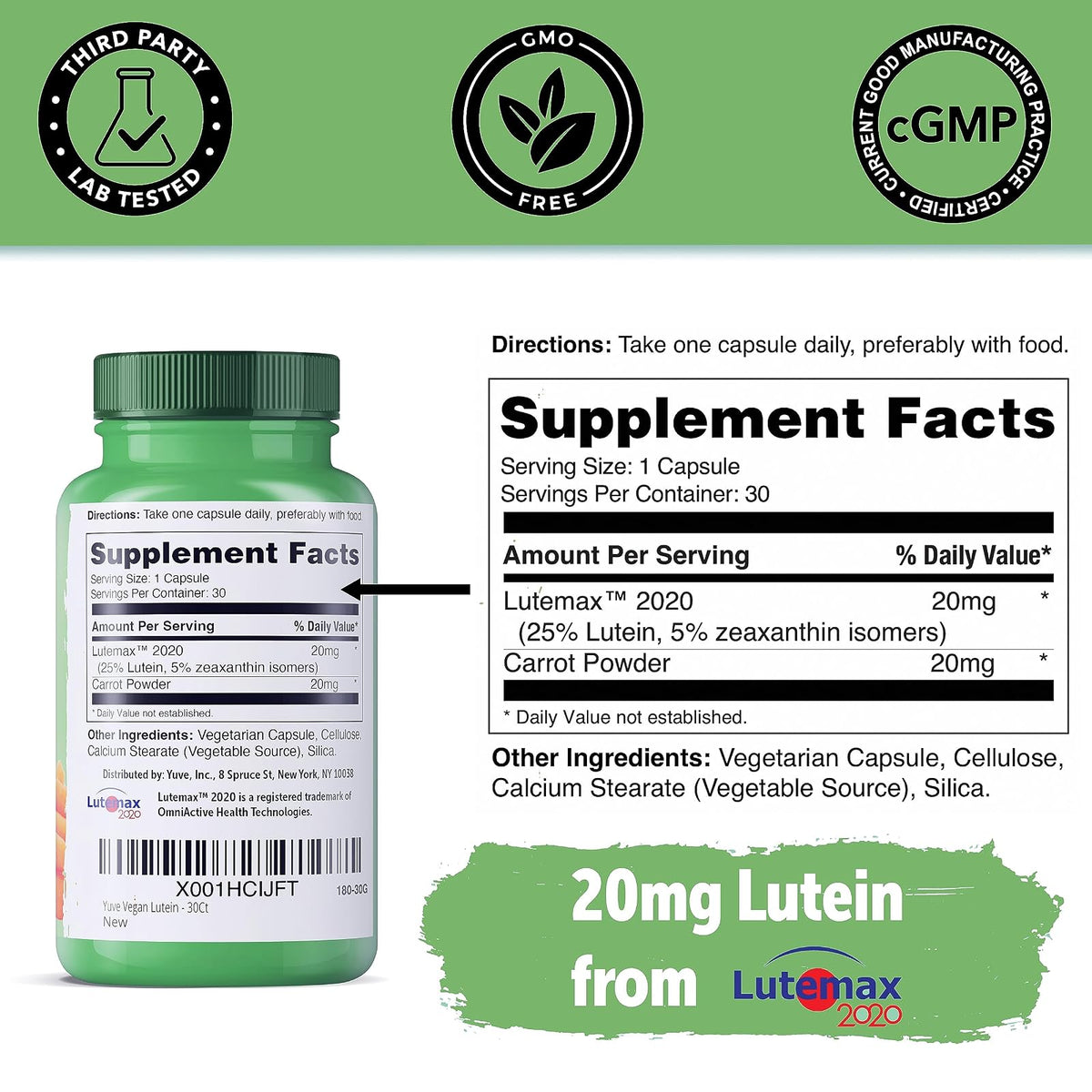 30 capsules of Yuve Lutein benefits