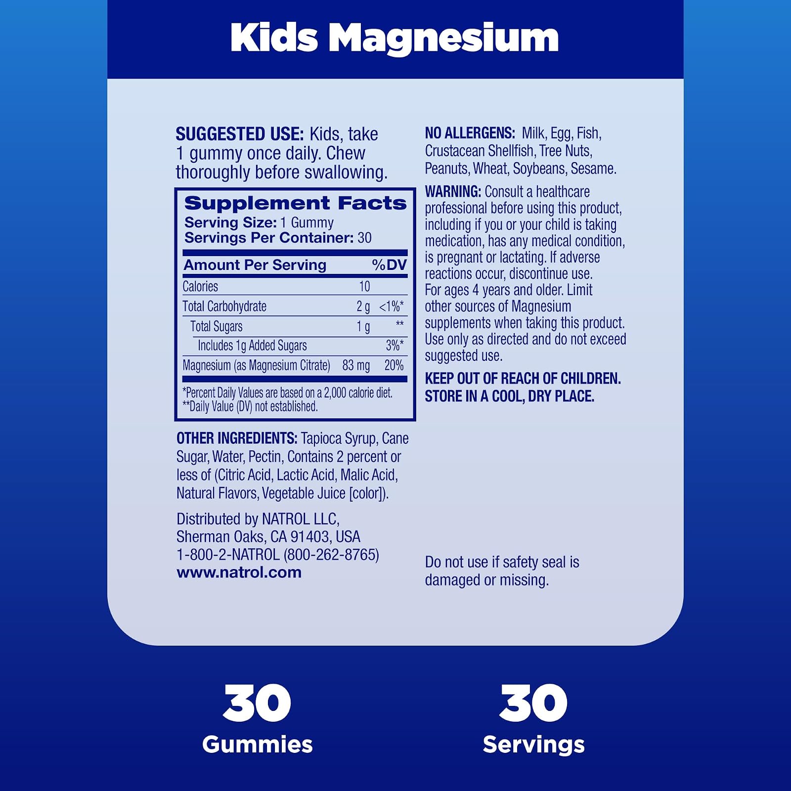 30 count kids magnesium citrate
