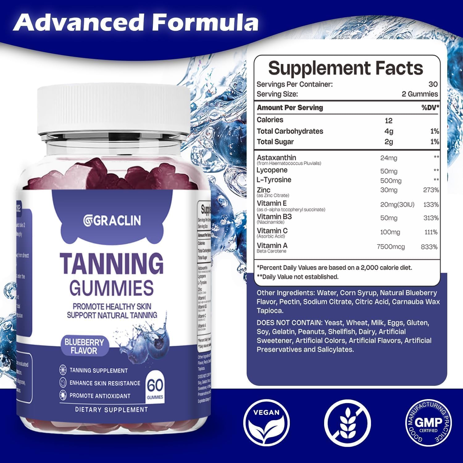 30 count tanning gummies for convenience