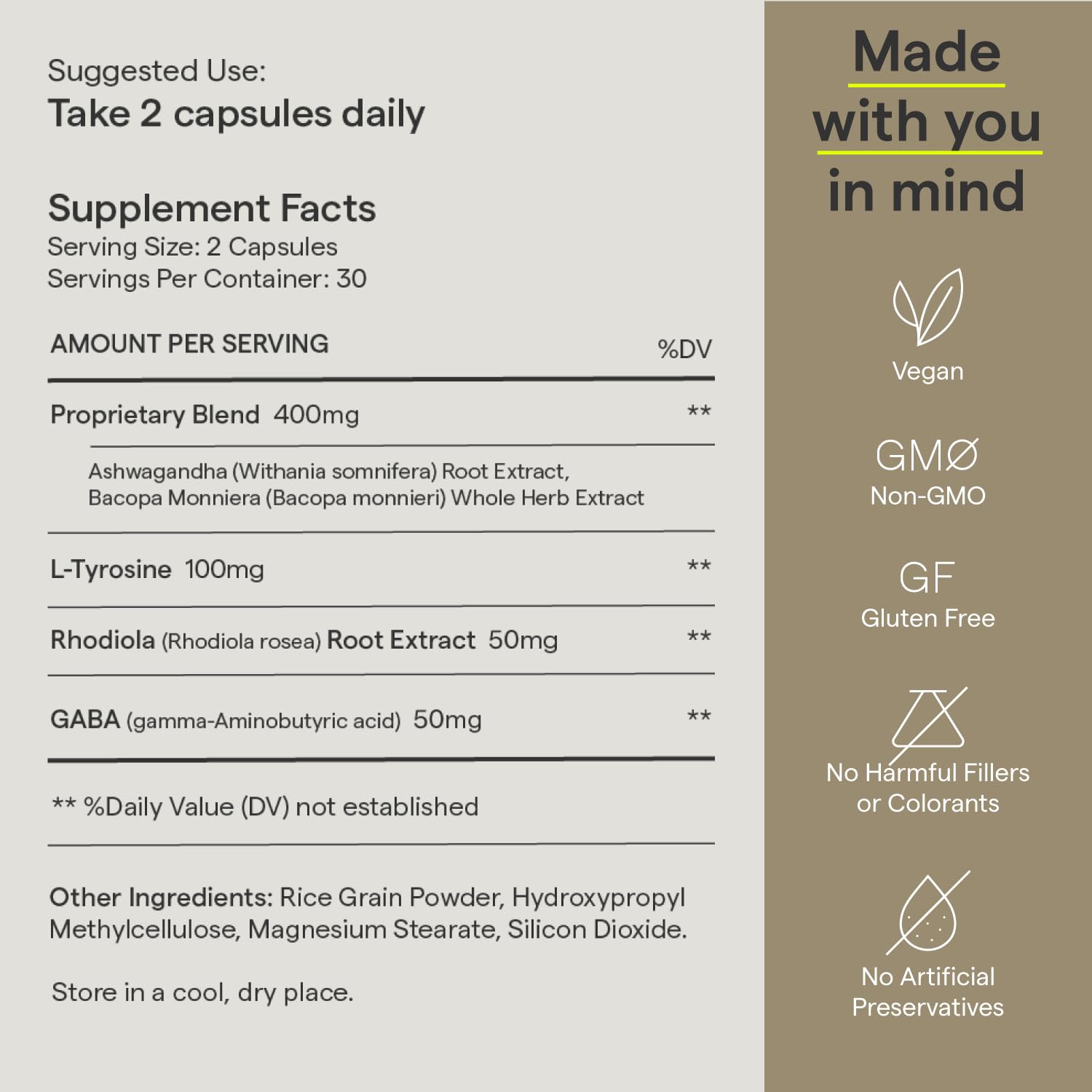 30-day supply of ashwagandha capsules