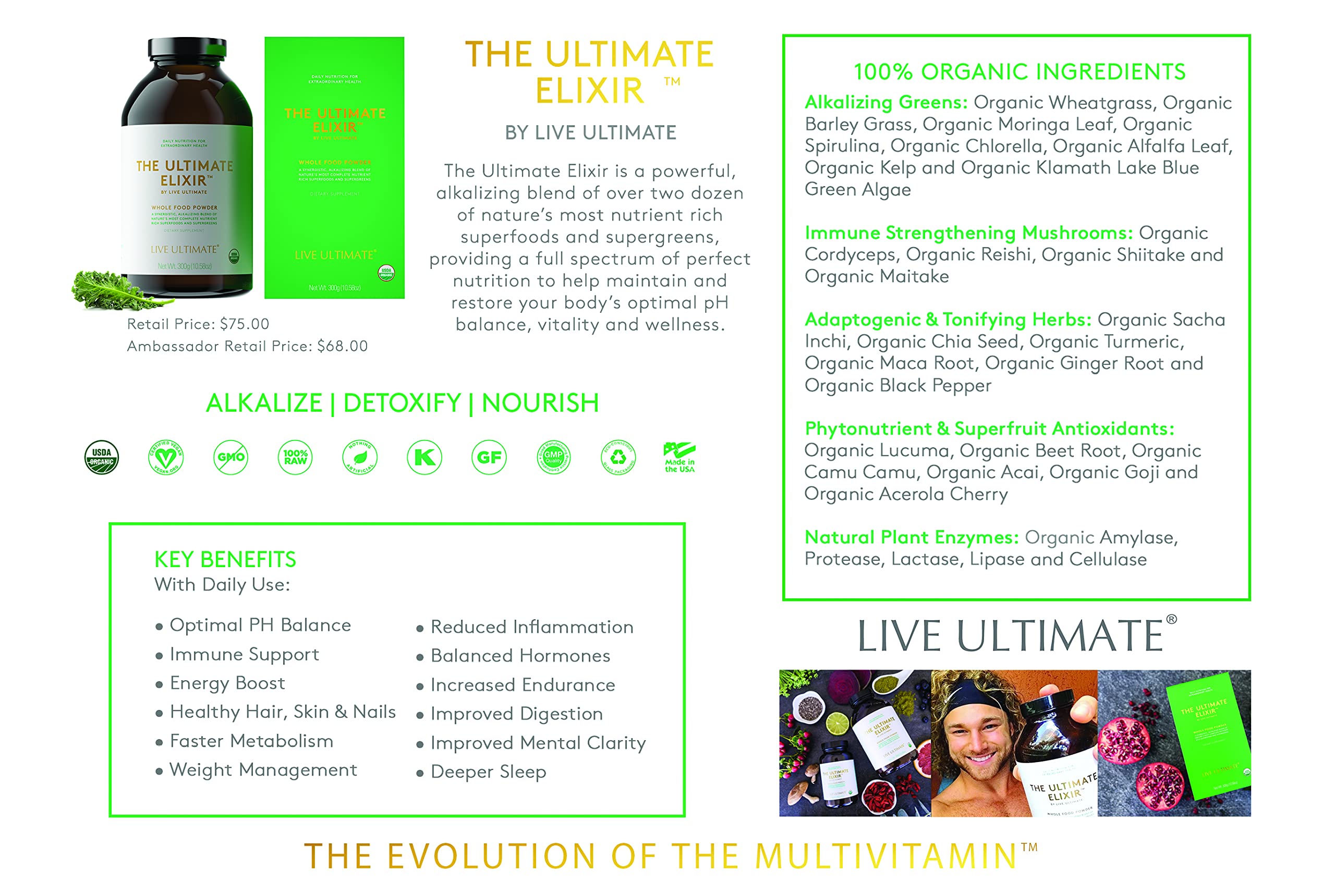 30-day supply of blended vitamin & mineral supplements