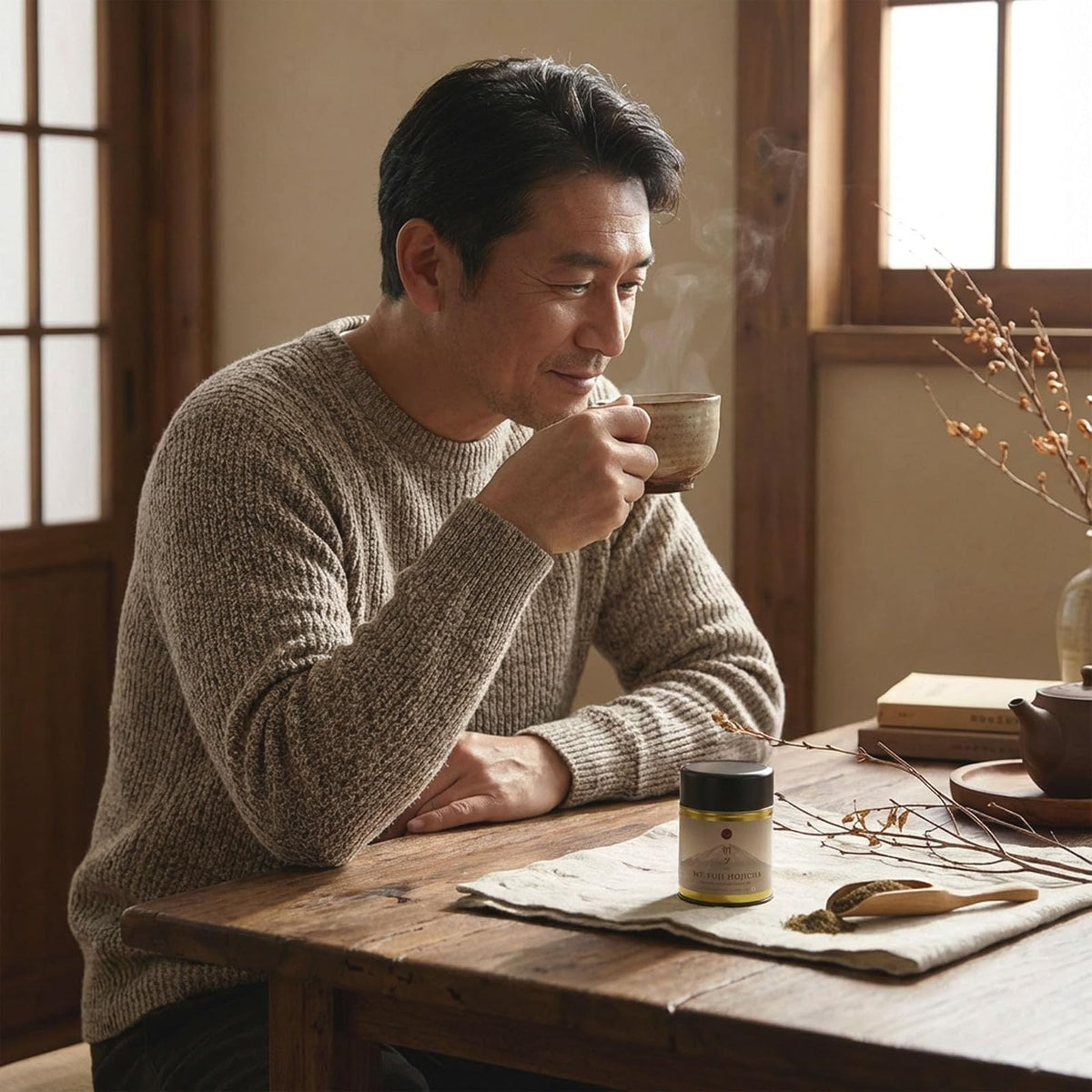 30 g can of Hojicha tea