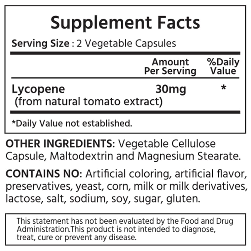30 mg Lycopene vegetable capsules