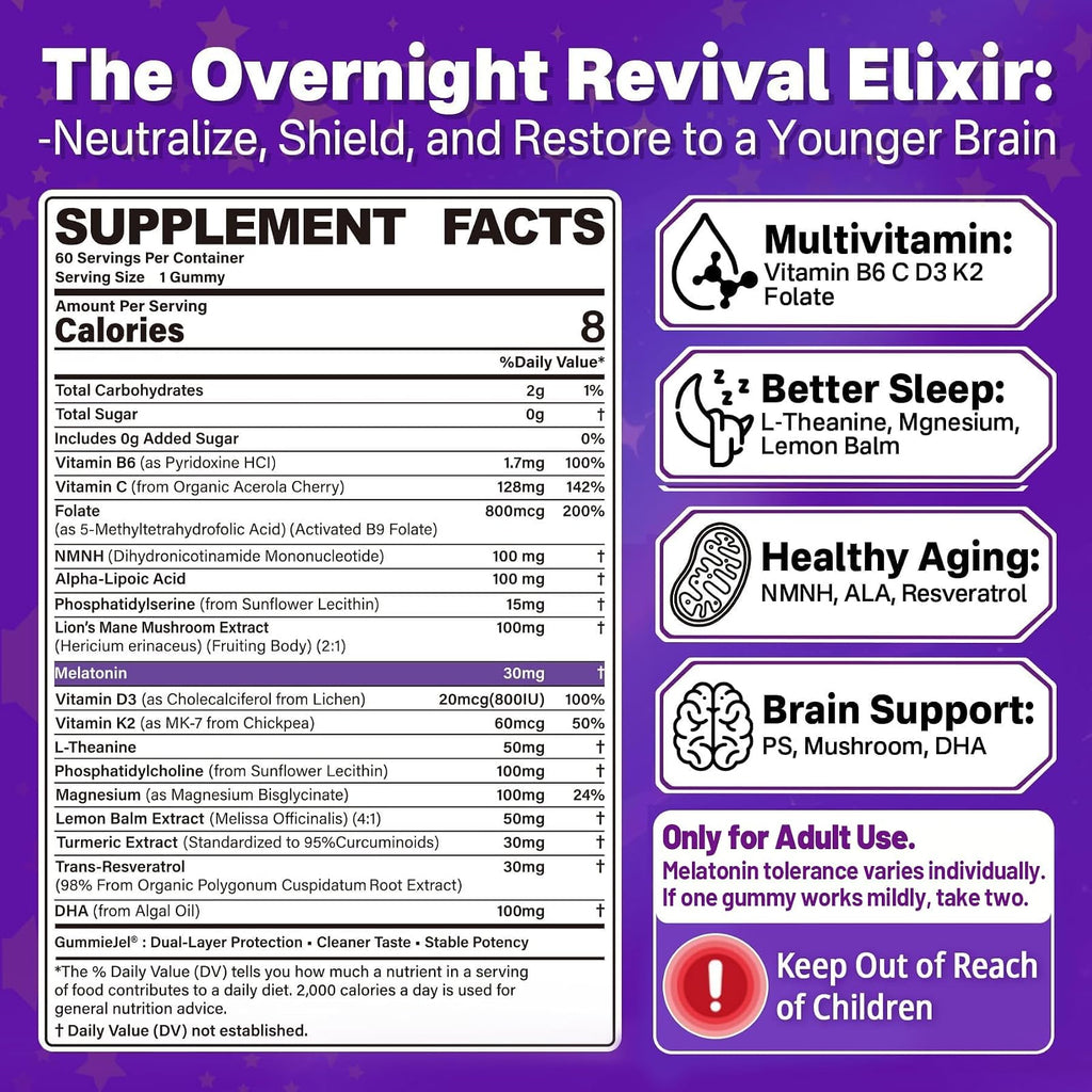 30 mg melatonin sleep support gummies