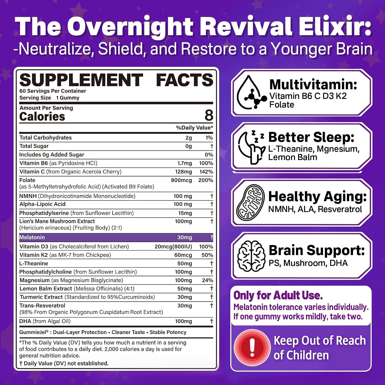 30 mg melatonin sleep support gummies