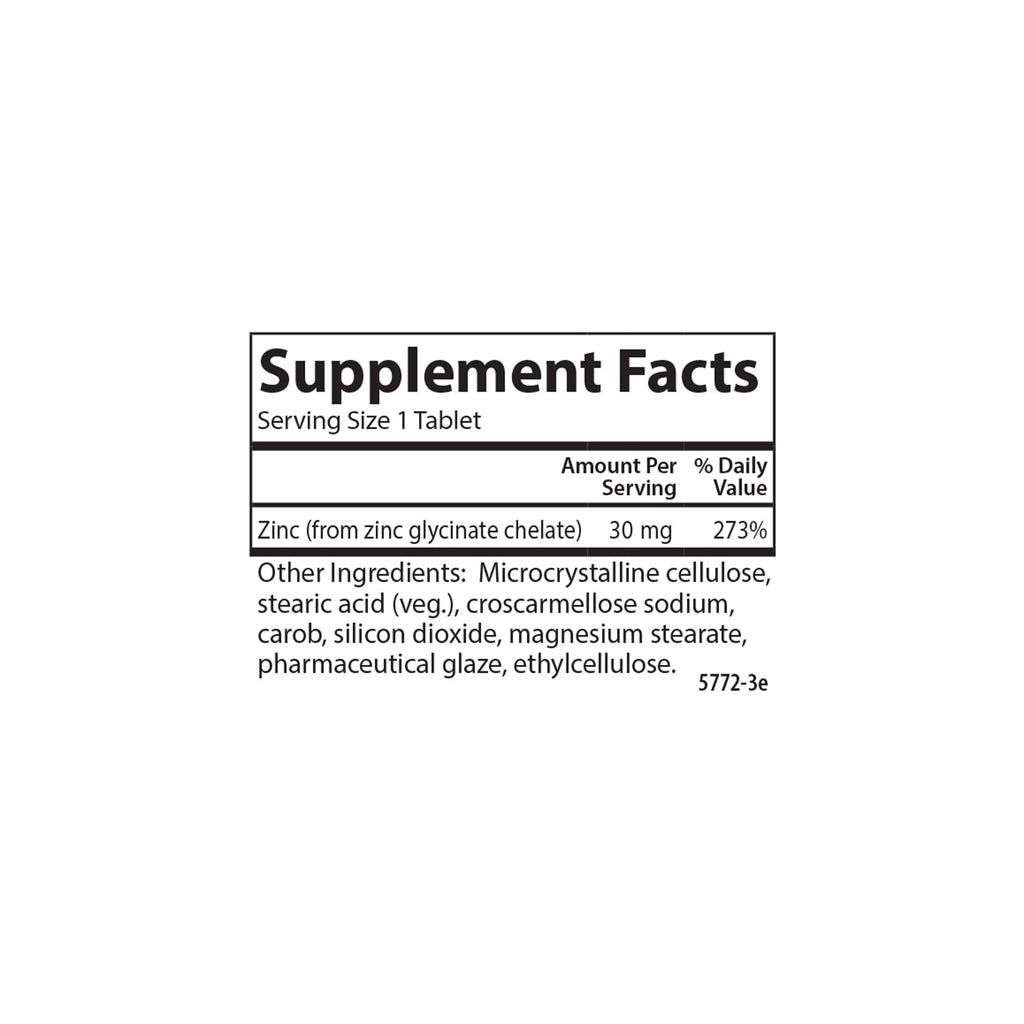30 mg zinc glycinate chelate formula