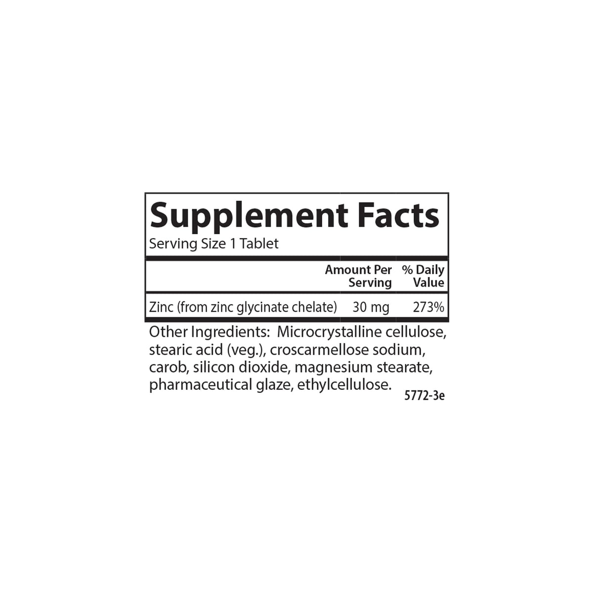 30 mg zinc glycinate chelate formula