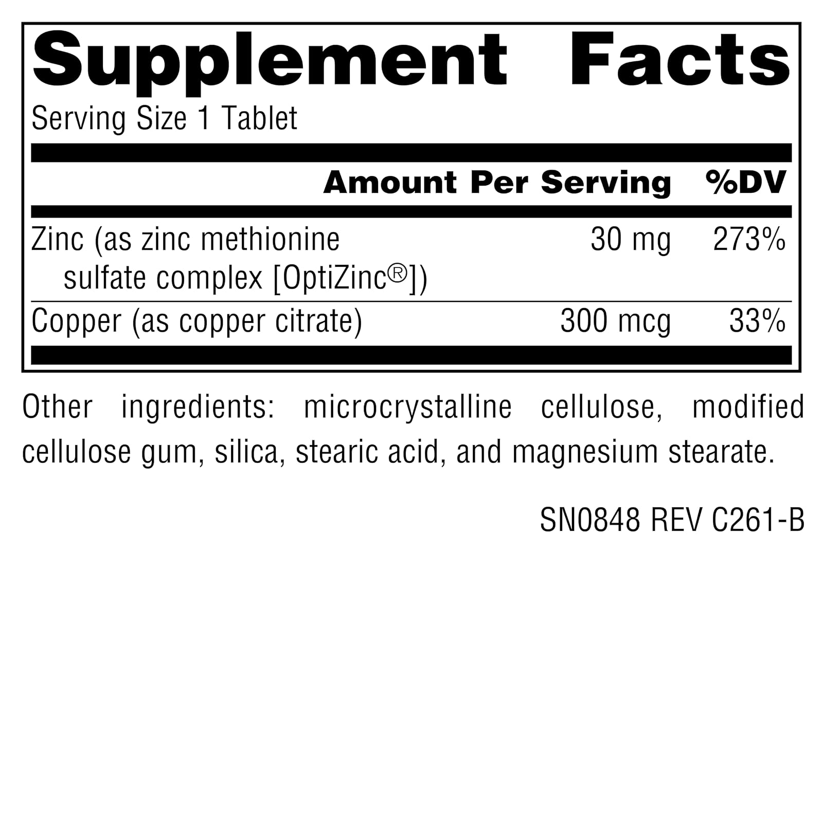 30 mg zinc methionine complex