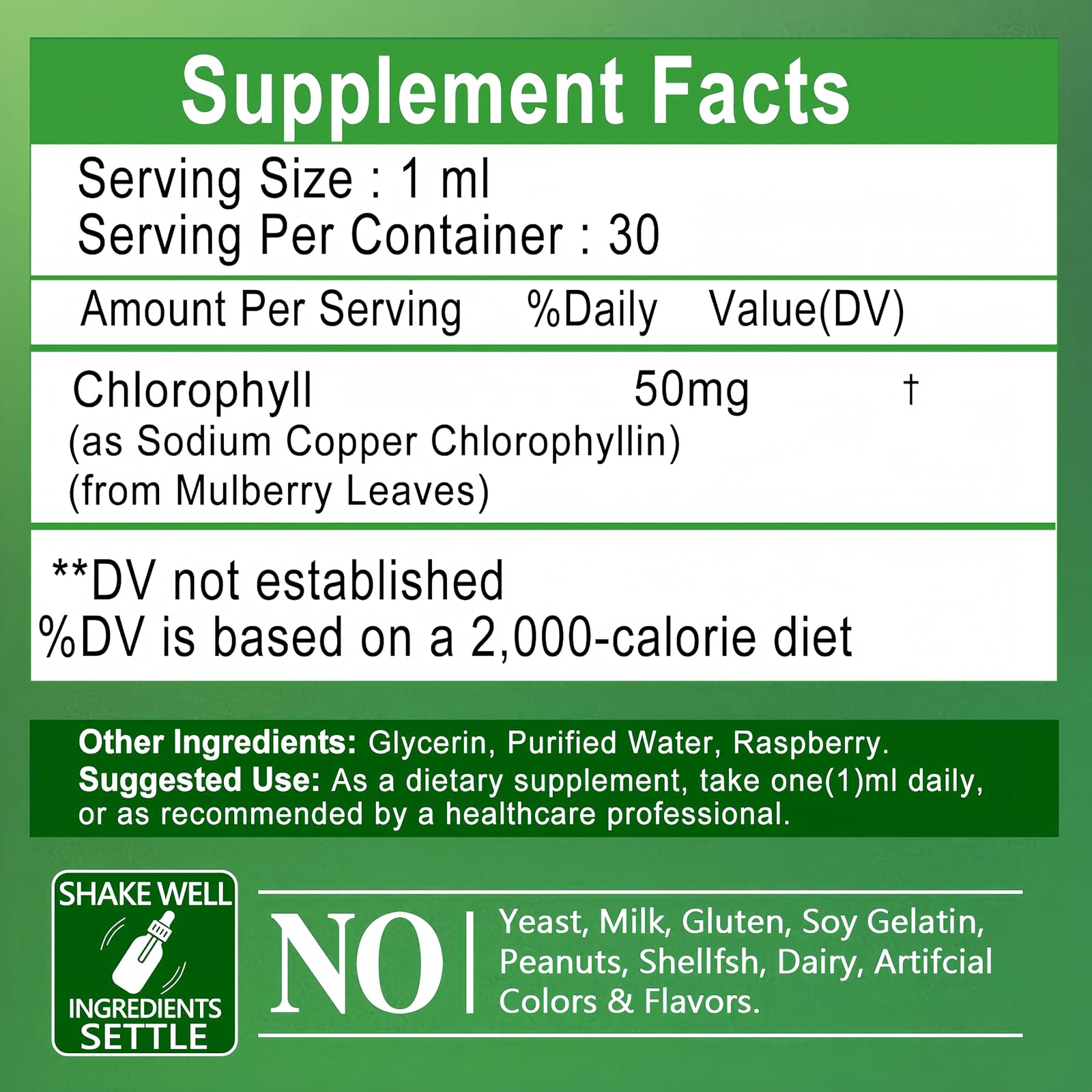 30 ml chlorophyll liquid supplement