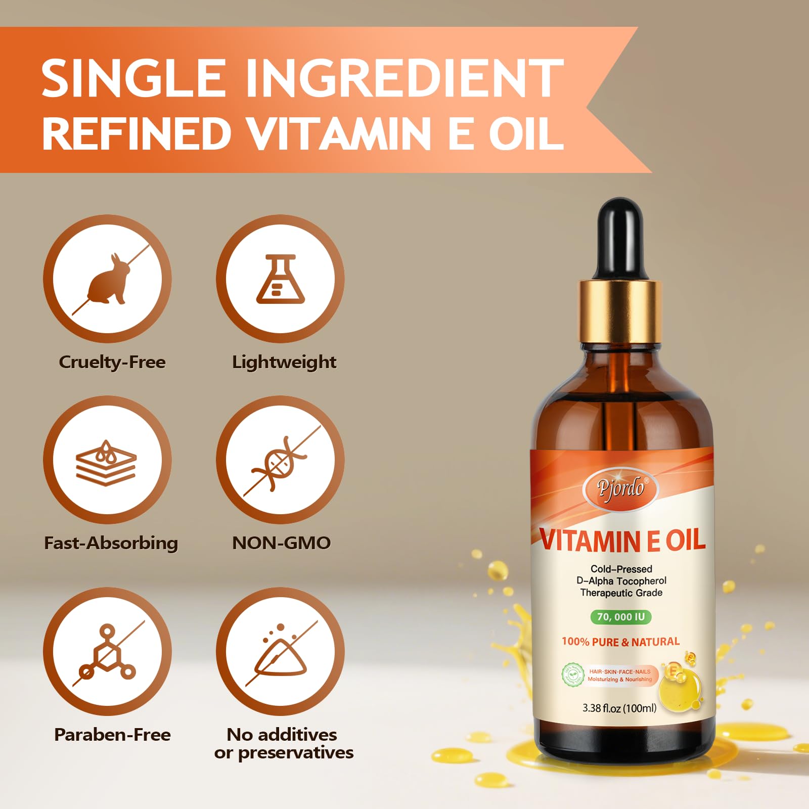 30 mL vitamin E oil bottle