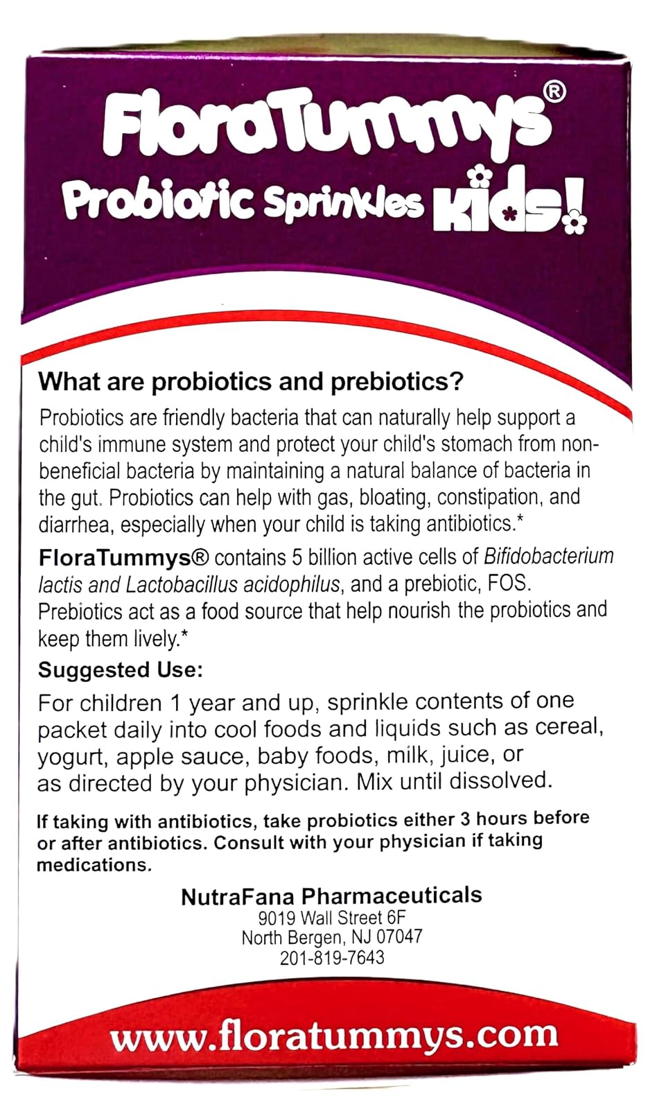 30 packets of FloraTummys probiotics